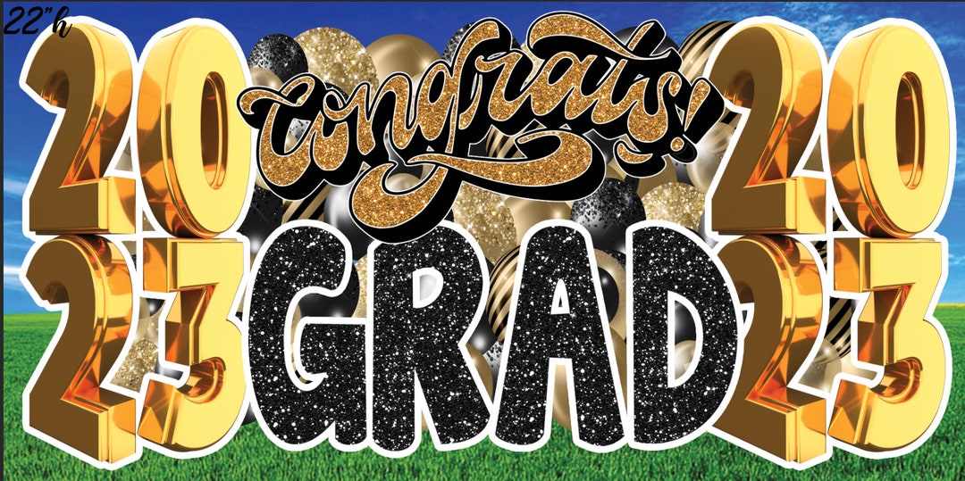Congrats Grad 2023 Ez Set Panel | Green Gold| Glitter| Yard Card Set ...