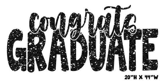 Congrats Grad Ez Set Black Black Glitter Yard Card Set | Etsy