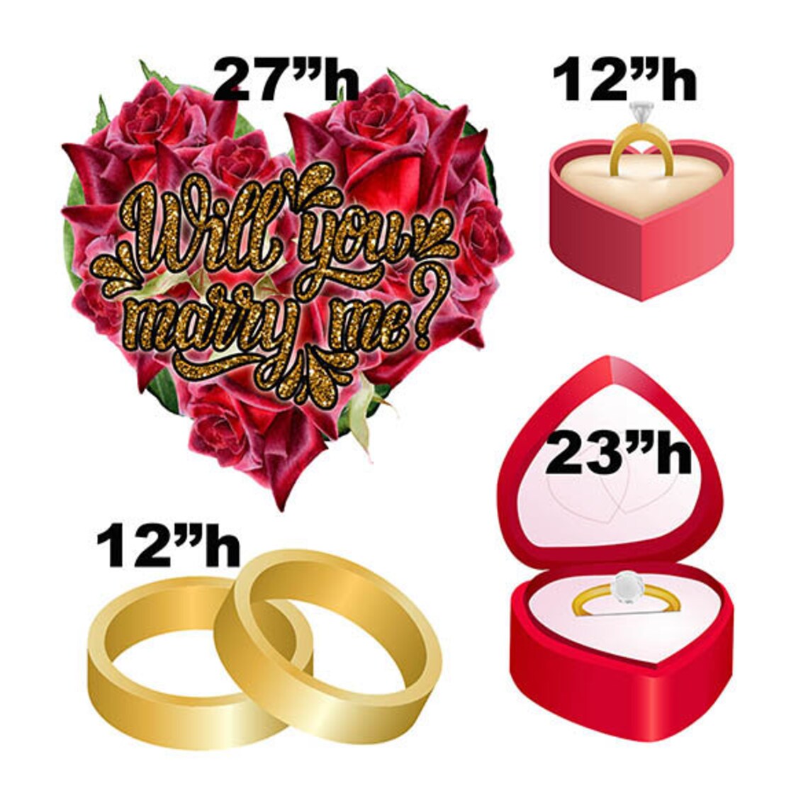 Wedding Proposal Elements Yard Card Set - UV High Resolution Coroplast ...