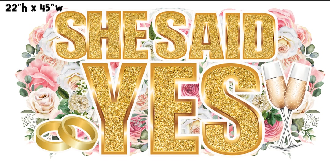 She Said Yes Gold Ez Set | Wedding| Bridal Ez Set | Bride Yard Card Set ...