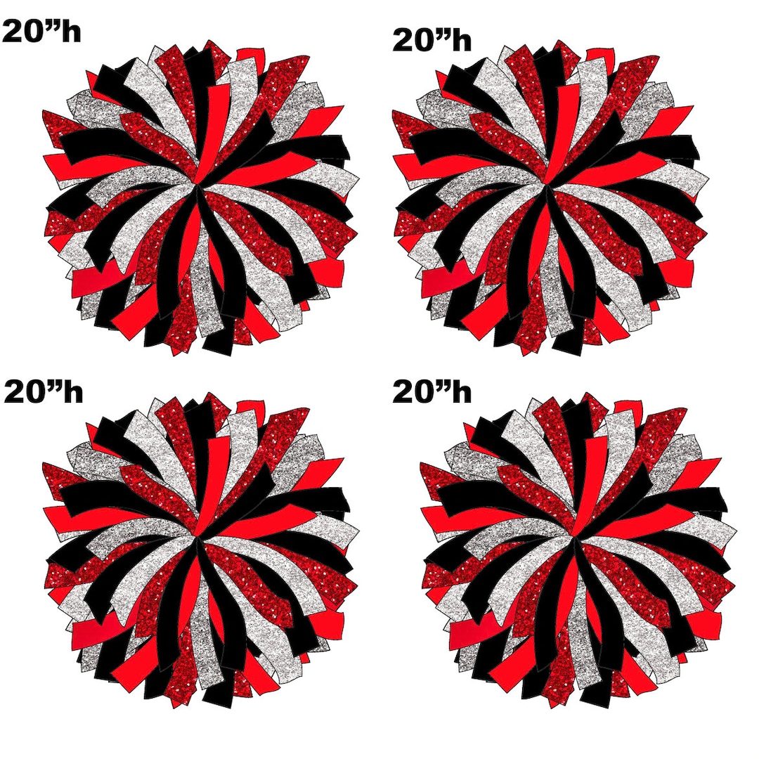 Cheerleading Pom Poms | Cheer Red Black Silver | Yard Cards - UV High ...