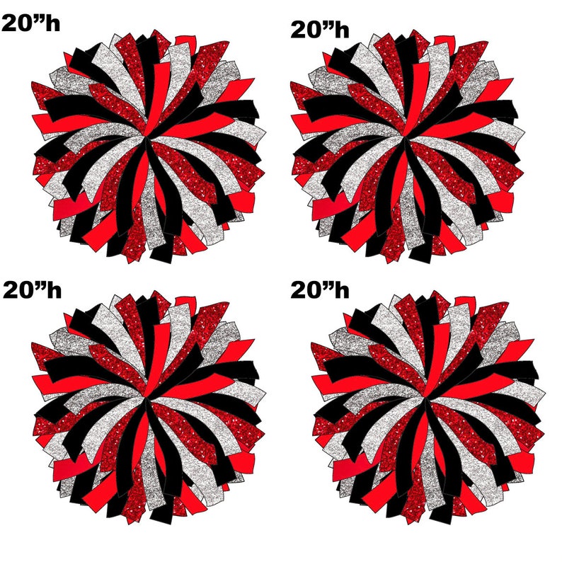 Cheerleading Pom Poms | Cheer Red Black Silver | Yard Cards - UV High ...