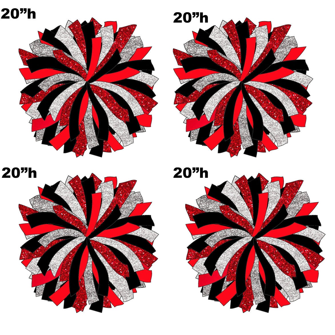 Cheerleading Pom Poms Cheer Red Black Silver Yard Cards UV High ...