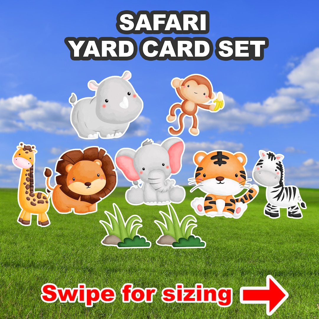 Safari Jungle Animal Yard Cards - UV High Resolution Coroplast Printing ...