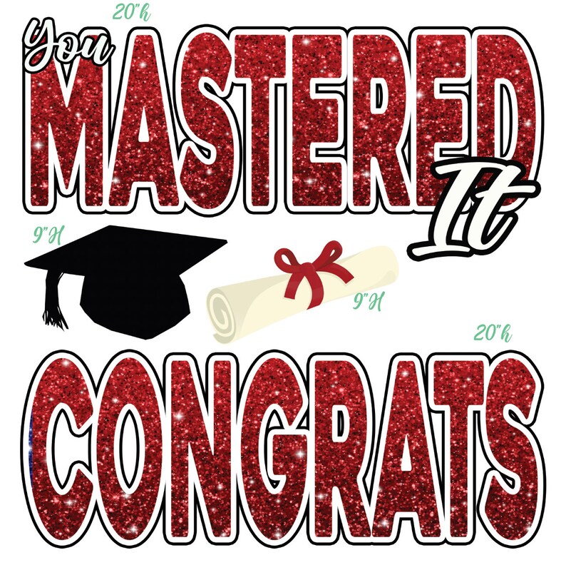 Congrats Mastered It Ez Set Grad School Graduate Yard Cards - UV High ...
