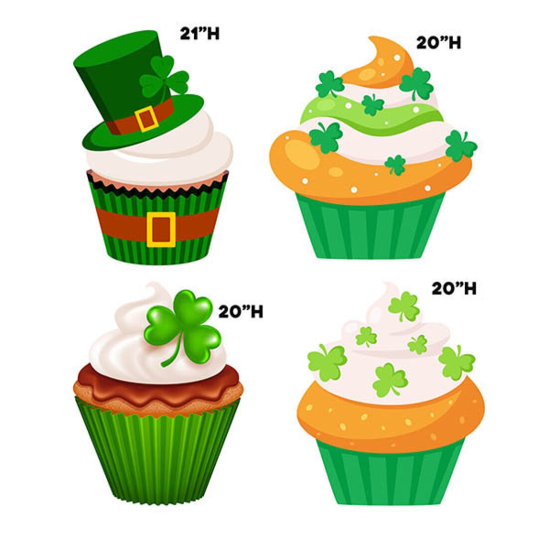 St Patricks Day Cupcakes| Green Cupcakes | Cupcakes| Yard Card Set - UV ...