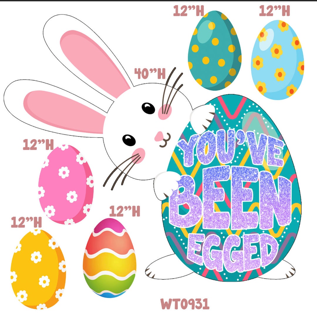 Youve Been Egged Easter Bunny Eggs Yard Card Set - UV High Resolution ...