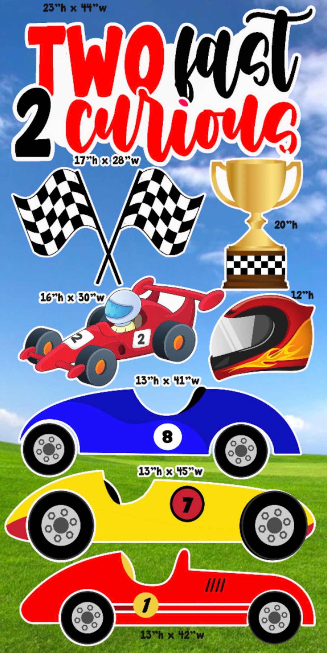 Birthday Boy | Race Car | Two Fast 2 Curious | 2nd Birthday Yard Cards ...
