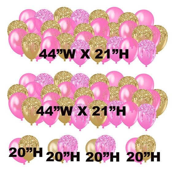 Pink Gold Glitter Birthday Balloon Bouquets Fillers Yard Cards | Etsy
