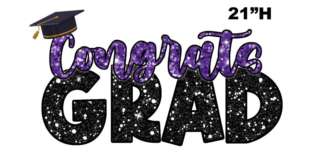 Congrats Grad Ez Set Purple and Black Silver and Black Yard Card Set UV ...