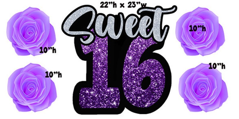 Sweet 16 Glitter Floral | Birthday | Sixteen Yard Card Set - UV High ...