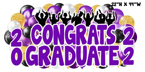 Congrats Grad Ez Set Purple White Gold Black Glitter Yard - Etsy