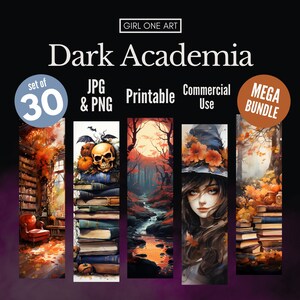 Dark Academia Printable Bookmark Bundle Digital Download PNG JPG ...