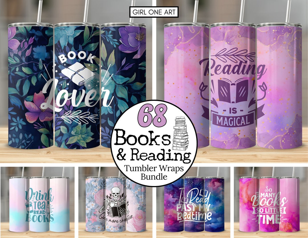 Reading Tumbler Wraps Bundle 20oz Skinny Straight Book Girl Library ...