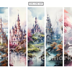 Fairy Tale Castle Printable Bookmarks Mega Bundle Watercolor Fantasy ...