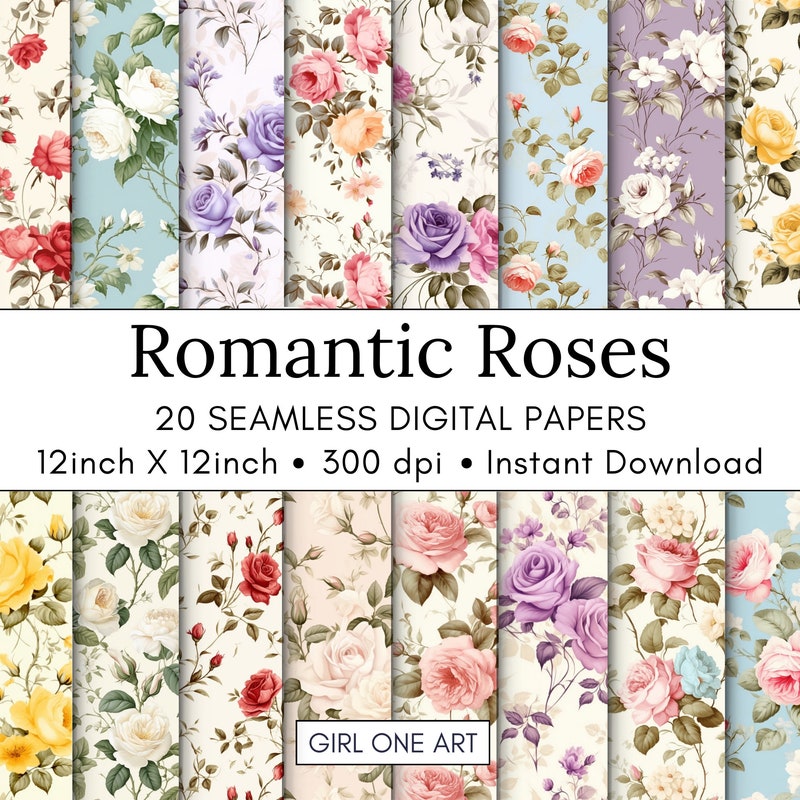 Roses Digital Paper - Etsy