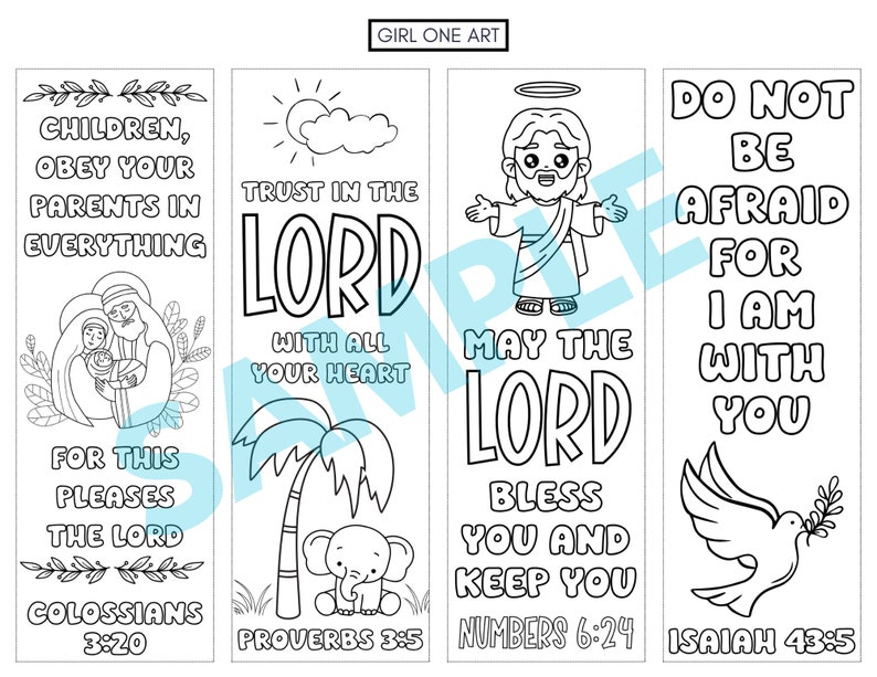Bible Verse Coloring Bookmark Set Printable Christian Faith Bible Study ...