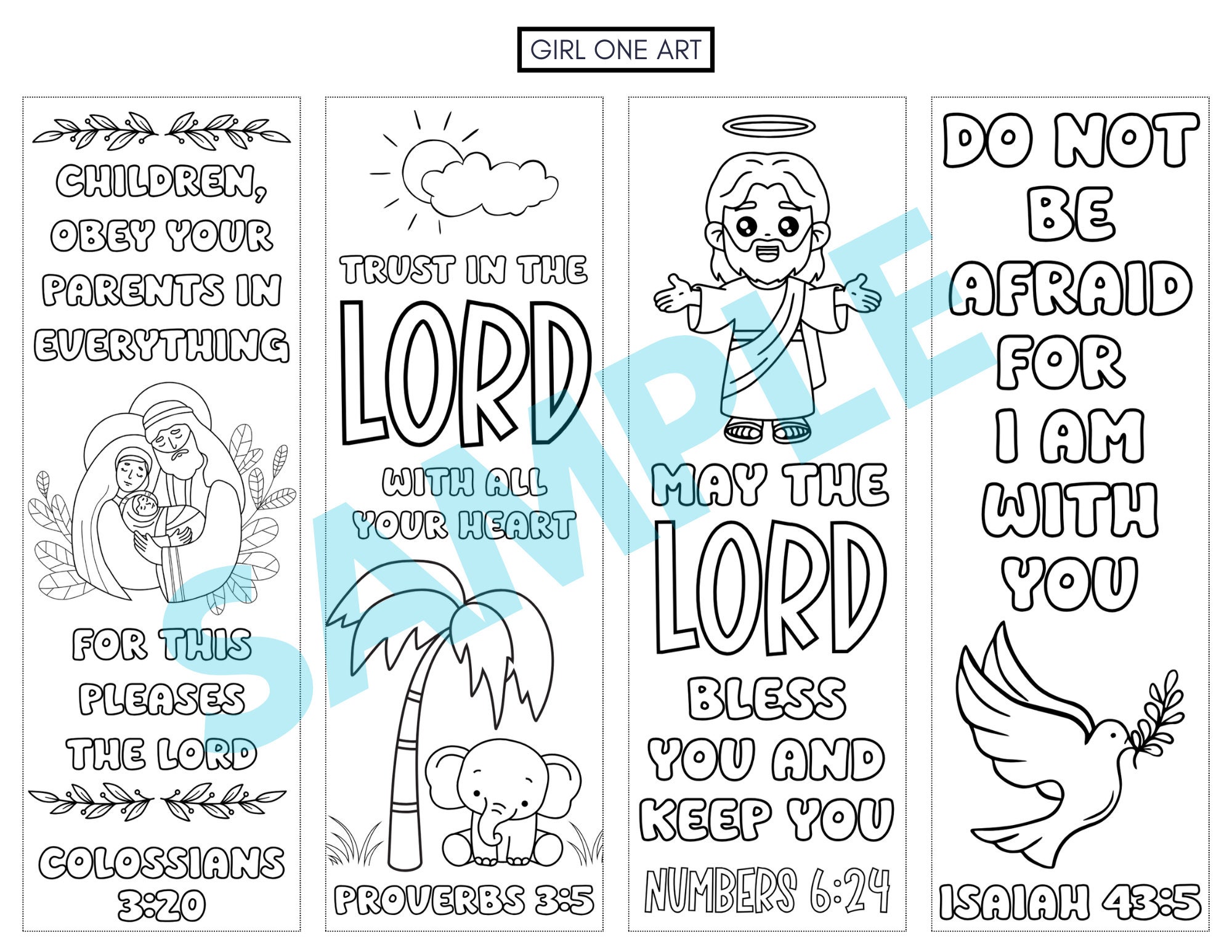 Bible Verse Coloring Bookmark Set Printable Christian Faith Bible Study ...