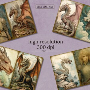 Fantasy Dragons Junk Journal Kit Instant Download Digital Scrapbook ...