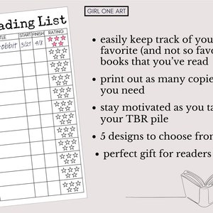 Reading List Printable Bookmarks Bundle Downloadable Digital Bookmark ...