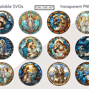 Stained Glass Nativity Clipart Set PNG SVG Commercial Use Digital ...