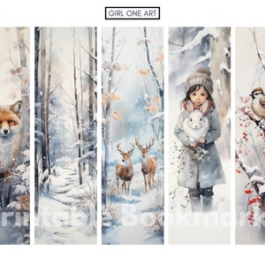 Winter Forest Printable Bookmark Bundle PNG & JPG Print and Cut ...