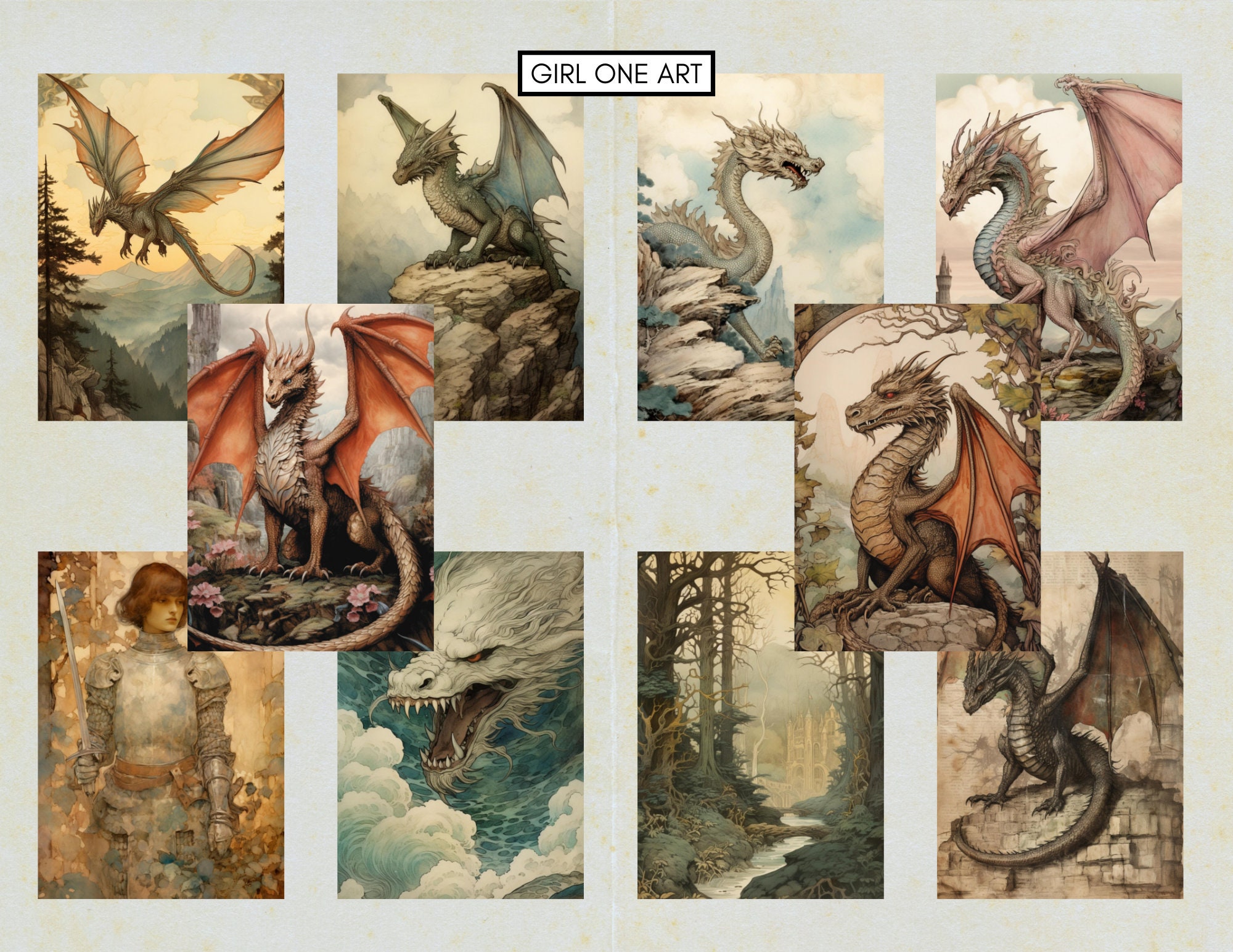 Fantasy Dragons Junk Journal Pages Instant Download Digital Scrapbook ...