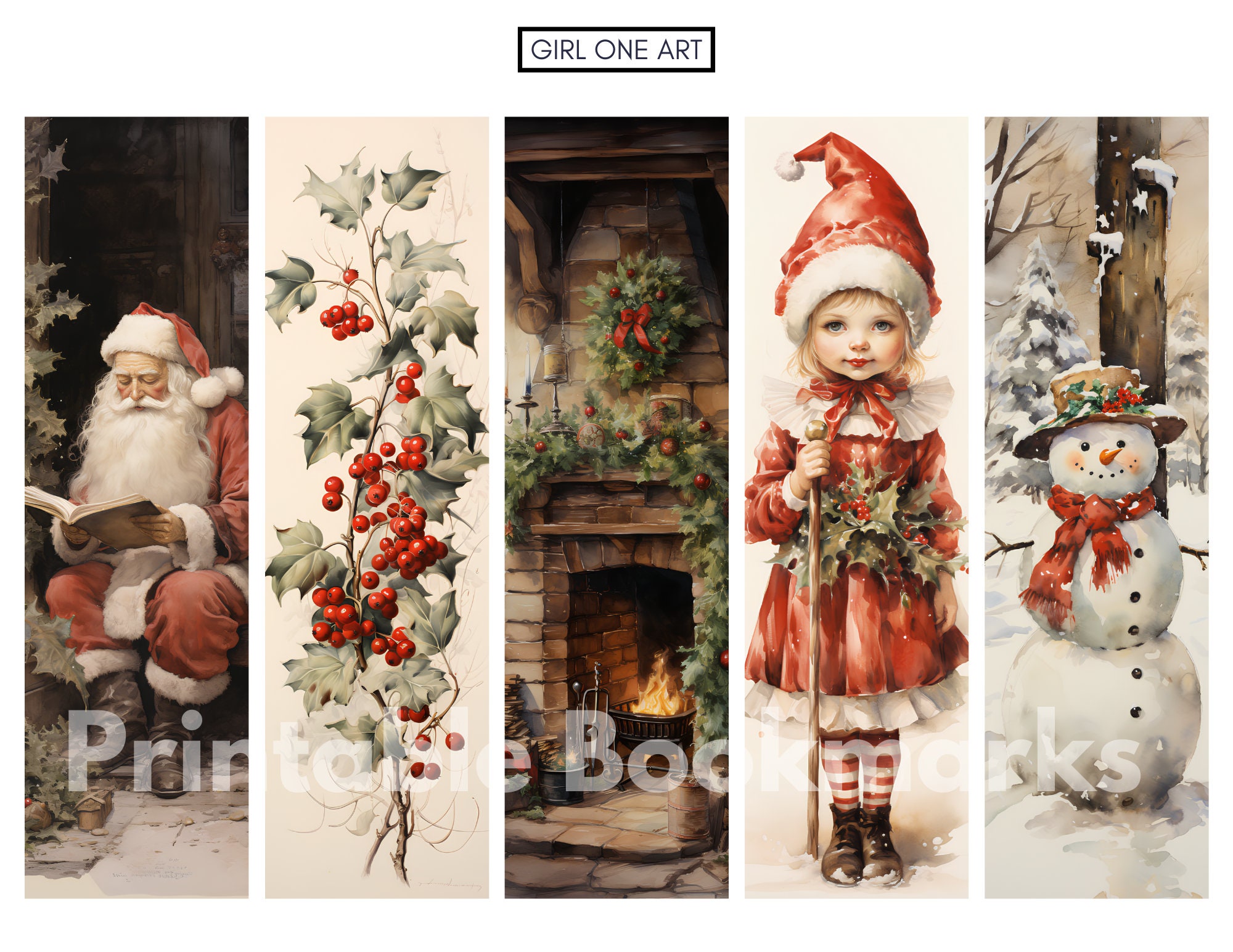Winter Wonderland Printable Bookmark Bundle PNG JPG Holiday Stocking ...