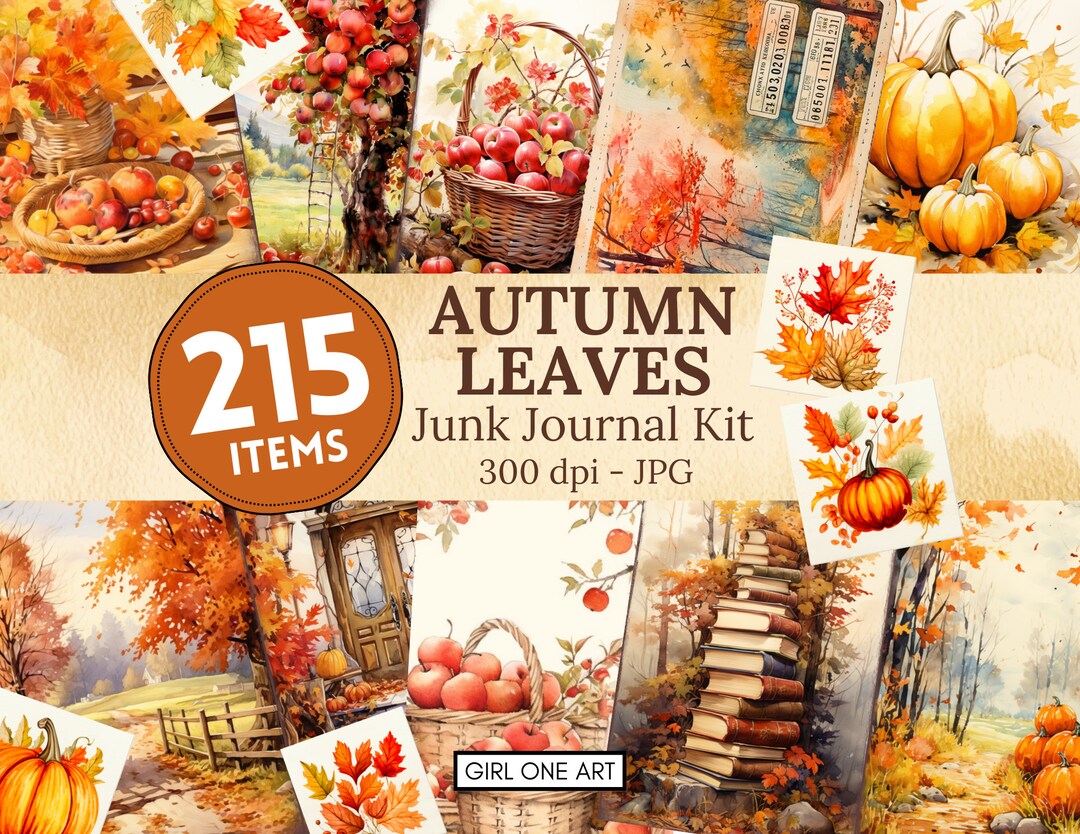 Autumn Leaves Junk Journal Kit Download Digital Scrapbook Paper Cozy ...