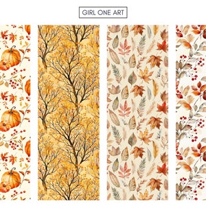 Autumn Printable Paper Seamless Fall Leaves Junk Journal Digital ...