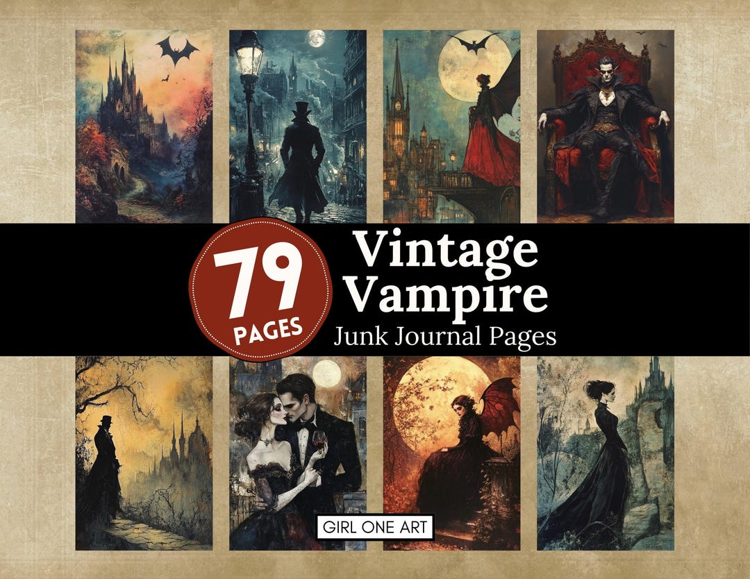 Vintage Vampire Junk Journal Pages: Gothic Dracula Dark Fantasy Paper ...