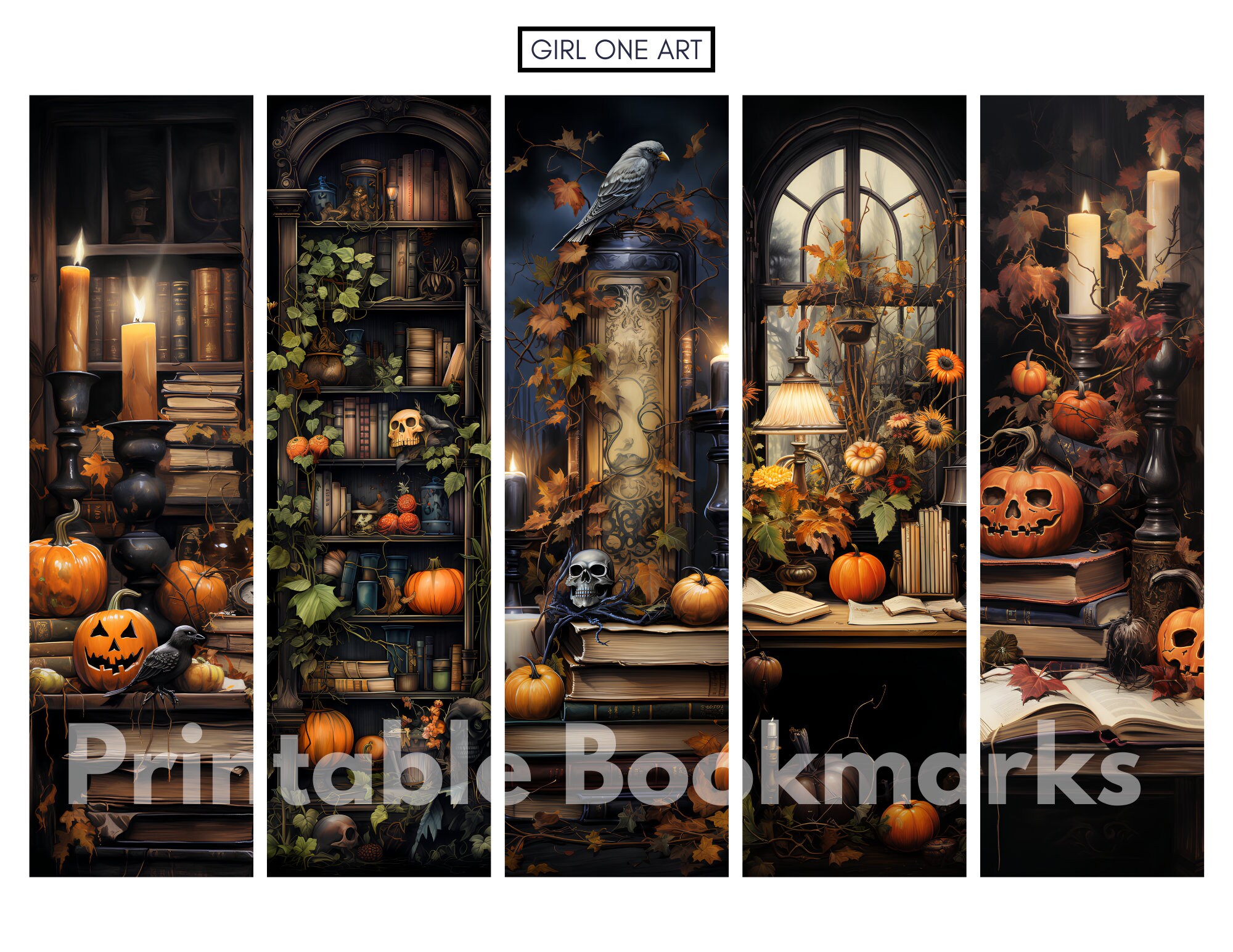 Halloween Academia Printable Bookmarks Bundle Digital Download - Etsy