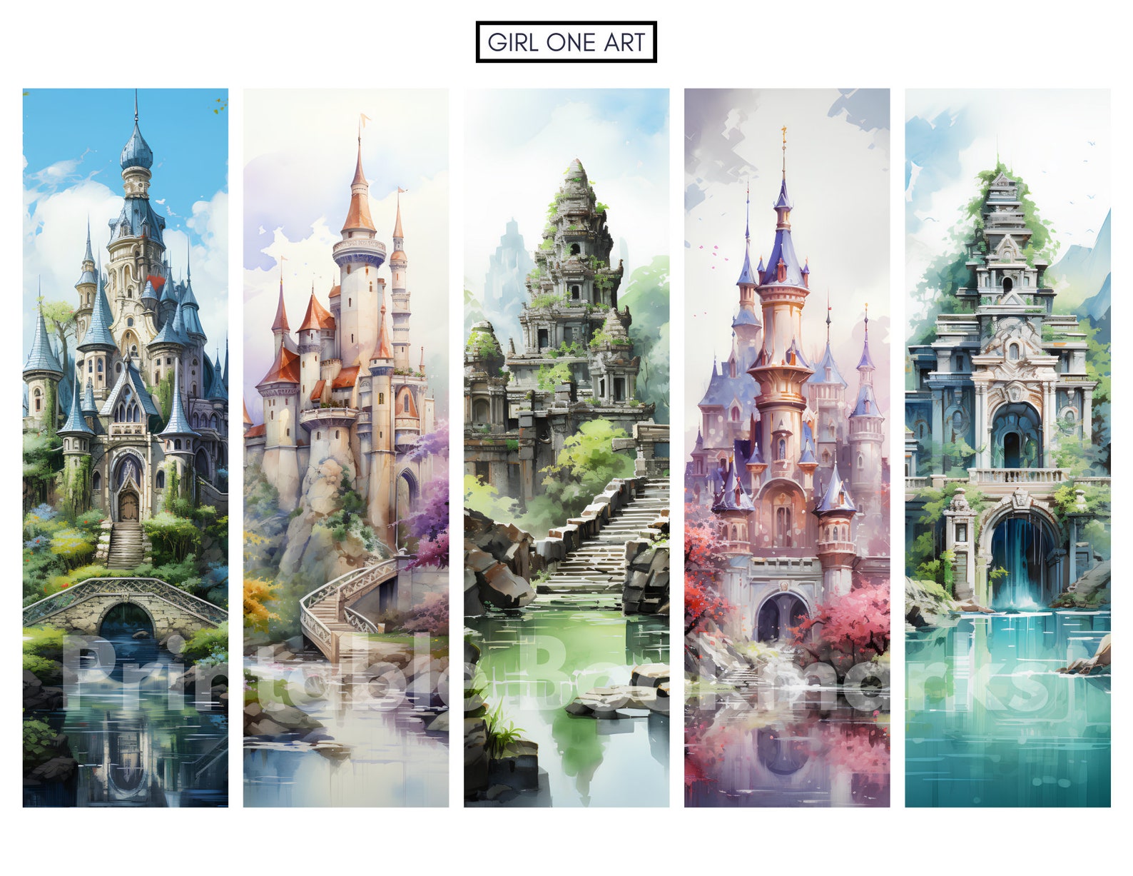 Fairy Tale Castle Printable Bookmarks Mega Bundle Watercolor - Etsy