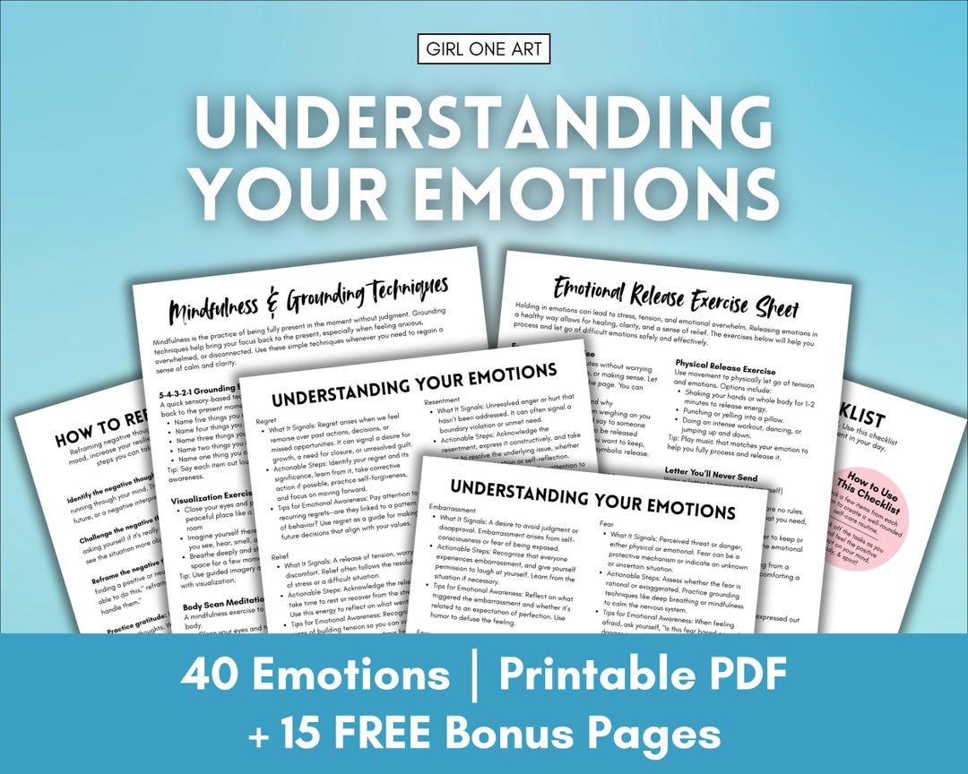 Understanding Emotions Guide: Therapy Reference Handout (printable PDF ...