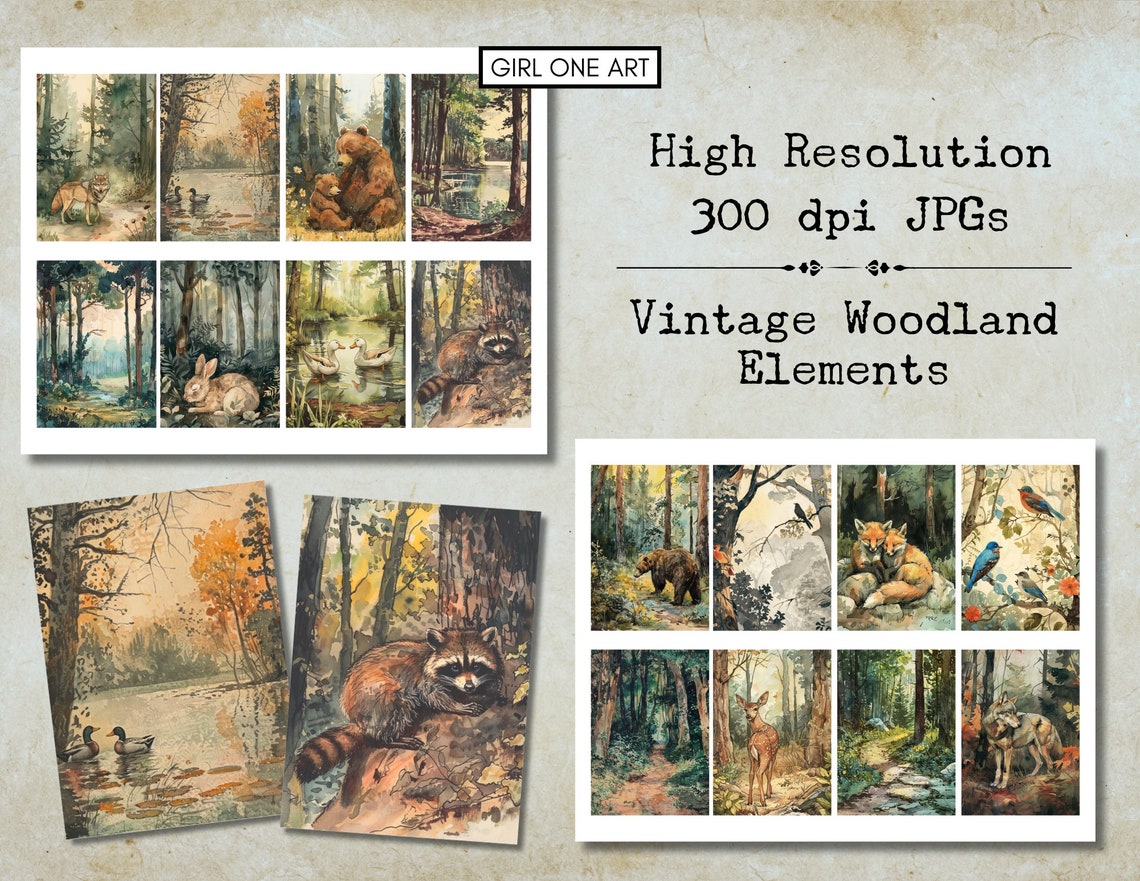 Woodland Creatures Junk Journal Atcs Instant Download Forest Ephemera ...