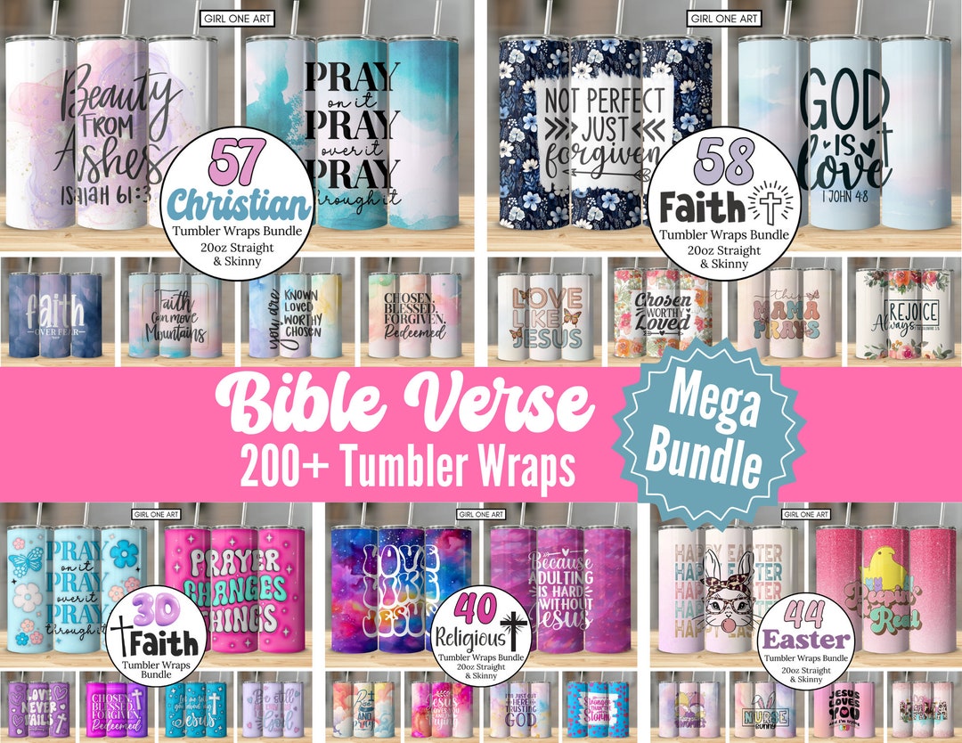 Bible Verse Mega Tumbler Wrap Bundle 20oz Skinny Straight Sublimation ...
