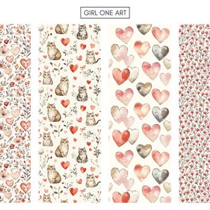 Boho Valentines Seamless Paper: Neutral Hearts & Love Shabby Chic ...