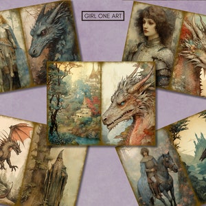 Fantasy Dragons Junk Journal Kit Instant Download Digital Scrapbook ...