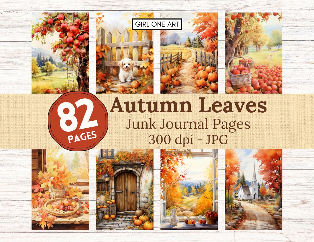 Autumn Junk Journal Pages Instant Download Digital Scrapbook Paper Kit ...