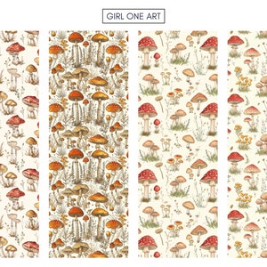 Forest Mushrooms Printable Paper Seamless Fairy Junk Journal Digital ...