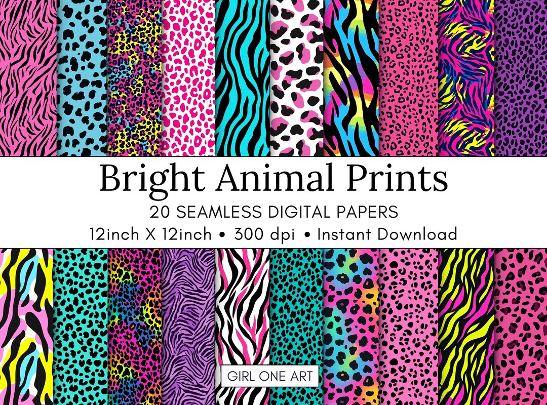 Bright Animal Print Seamless Paper: Leopard, Zebra, Cheetah 80s & 90s ...