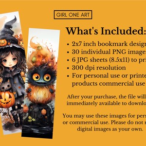 Cute Halloween Printable Bookmarks Bundle Digital Download PNG JPG ...
