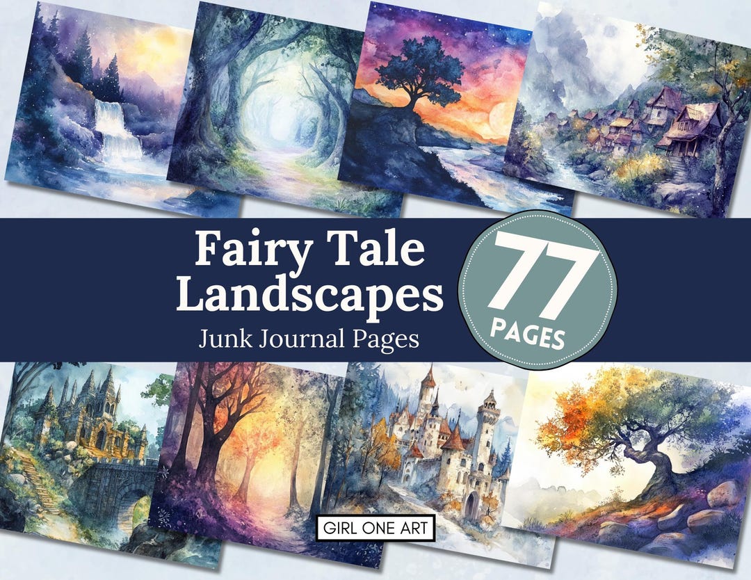 Fairy Tale Landscape Junk Journal Pages: Printable Fantasy Woodland ...