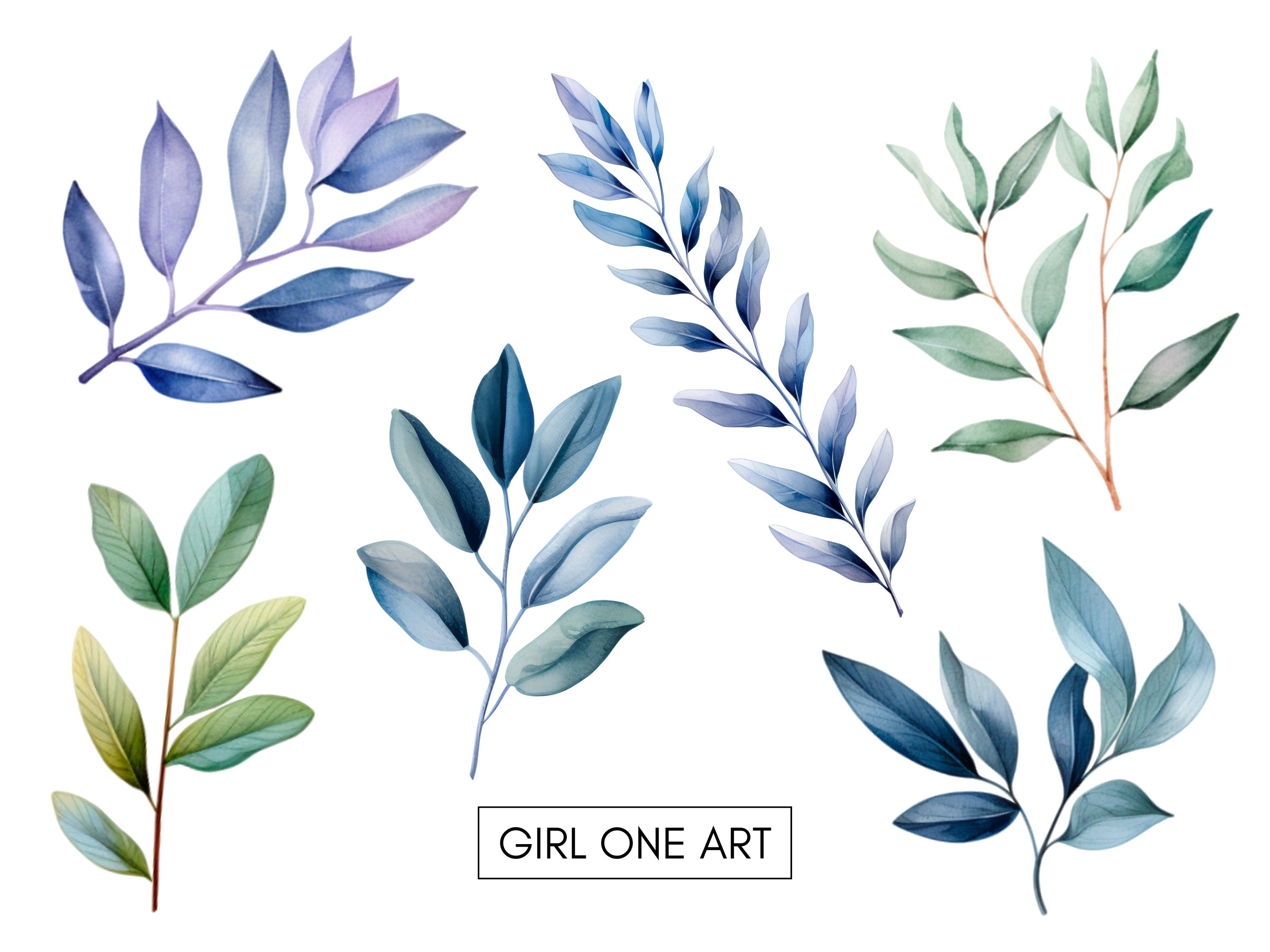 Watercolor Flowers Leaves Botanical Clipart PNG SVG Bundle - Etsy