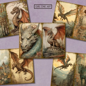 Fantasy Dragons Junk Journal Kit Instant Download Digital Scrapbook ...