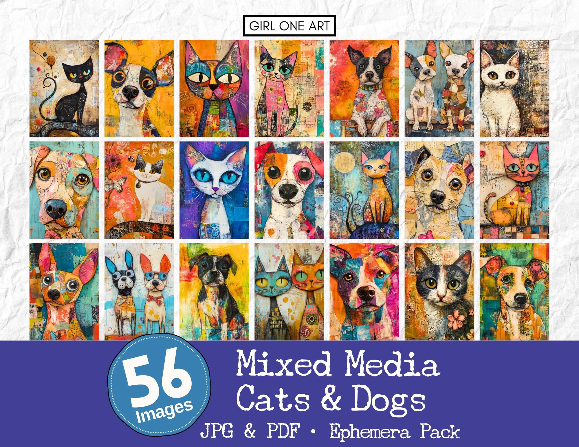 Cats & Dogs Ephemera Pack: Whimsical Mixed Media Junk Journal, ATC - Etsy