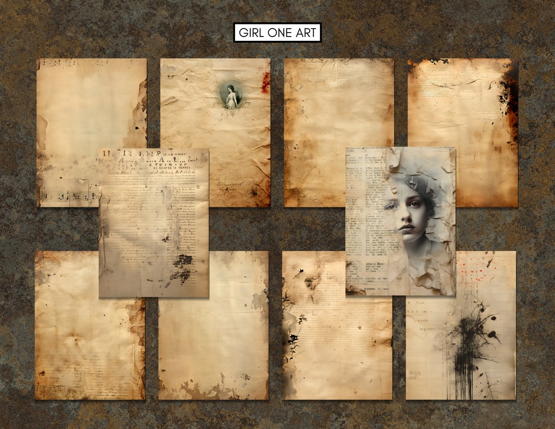 Grunge Junk Journal Pages Instant Download Digital Scrapbook Paper Kit ...