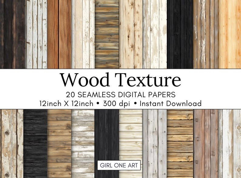 Wood Texture Seamless Paper: Vintage Rustic Backgrounds (digital ...