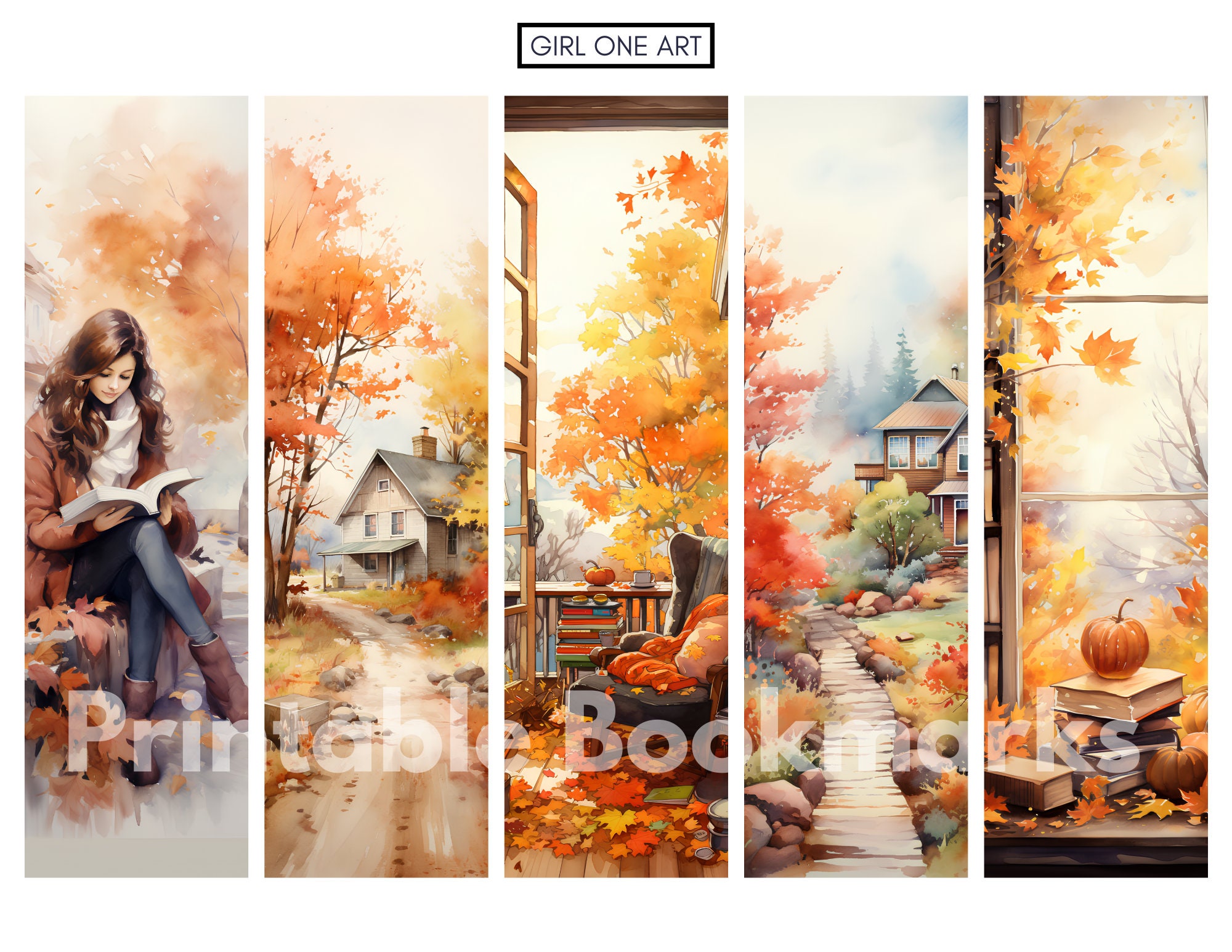 Autumn Reading Printable Bookmarks Bundle Downloadable PNG JPG ...