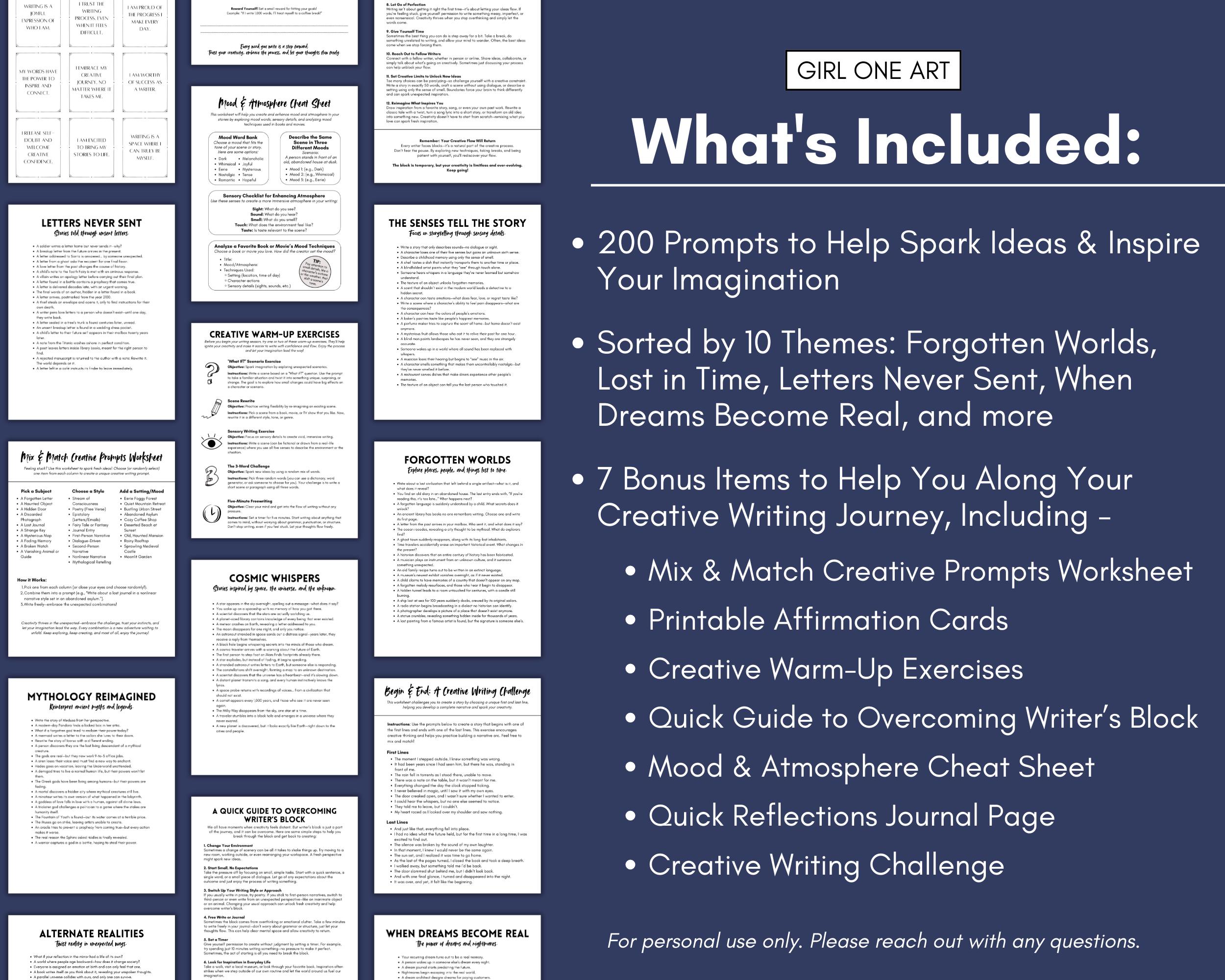 Creative Writing Journal Prompts: 200 Story Starters & Writing Tools ...